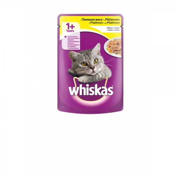 Whiskas Vlažna hrana Kesica za mačke 1+ godina, sa piletinom u želeu 100g