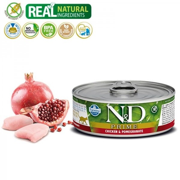 N&D Vlažna hrana konzerva Cat Grain Free Chicken&Pomegranate 80g