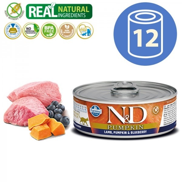 N&D Vlažna hrana Can Cat PM Lamb&Pumpkin&Blueberry 80g x 12 kom pakovanje