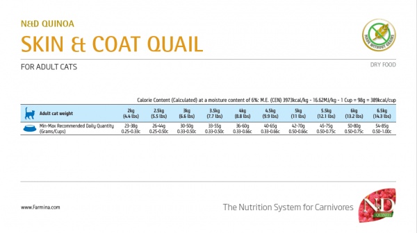 N&D Suva hrana Cat Quinoa Skin&Coat, Quail, Coconut-Curcuma 300g