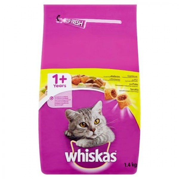 Whiskas Briketi Adult Suva hrana piletina, povrće i kroketi 1.4 Kg