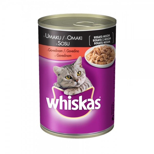Whiskas Konzerva Vlažna hrana za mačke 1+ godina, sa govedinom u sosu 400g