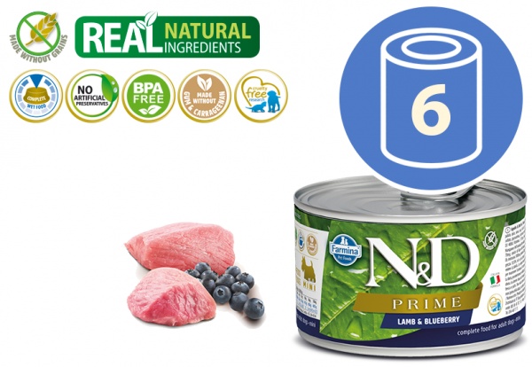 N&D Vlažna hrana Can Dog Prime Mini Lamb&blueberry 140g x 6kom pakovanje