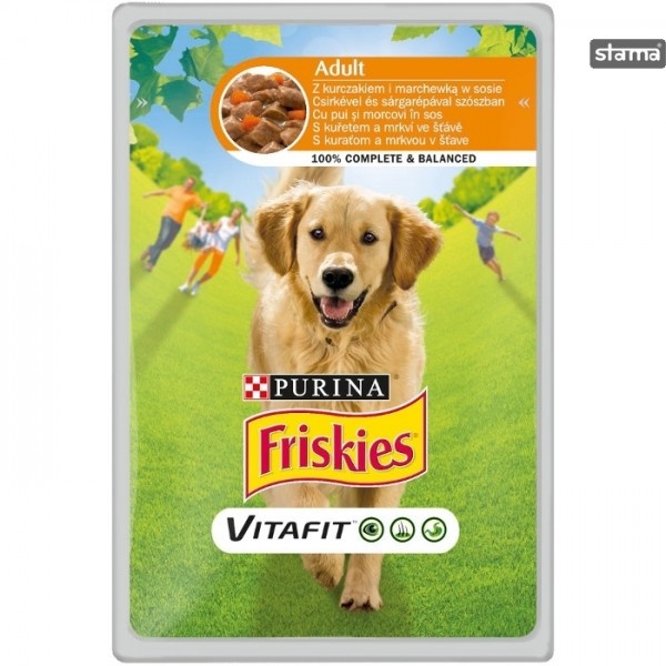 Friskies Vlažna hrana Kesica za pse Adult Piletina i šargarepa u sosu 100g