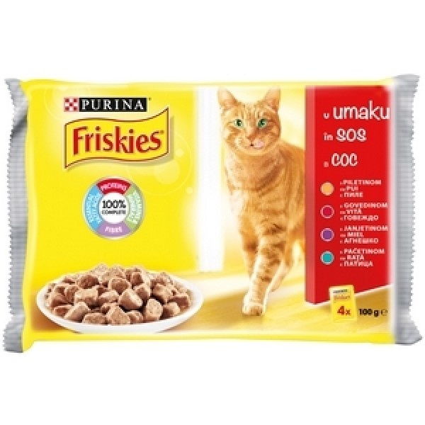 Friskies Multipack za mačke Piletina/Govedina/Jagnjetina/Pačetina - komadići u sosu 4x100g