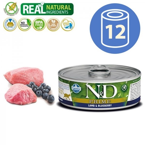 N&D Vlažna hrana Can Cat Prime Lamb&Blueberry 80g x 12kom pakovanje