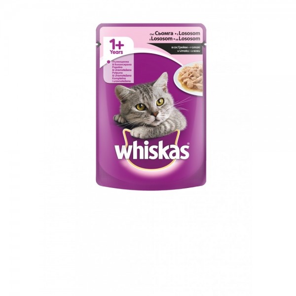 Whiskas Vlažna hrana Kesica za mačke 1+ godina, sa lososom u sosu 100g