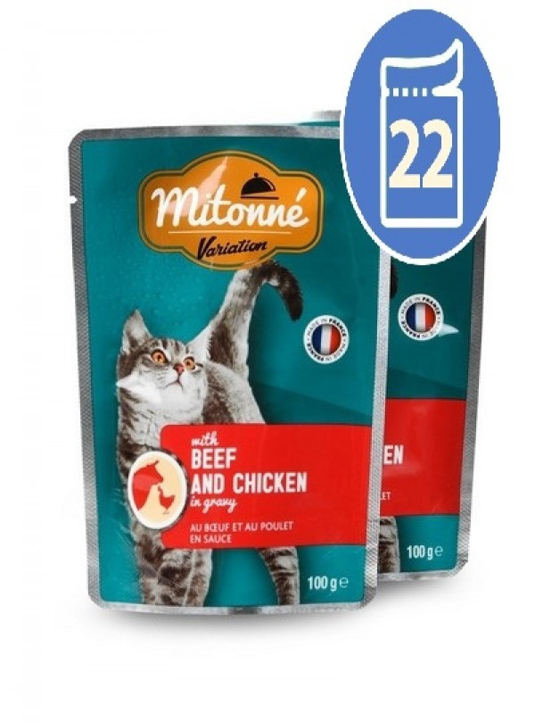 Mitonne New preliv Vlažna hrana govedina piletina 100g x 22kom pakovanje