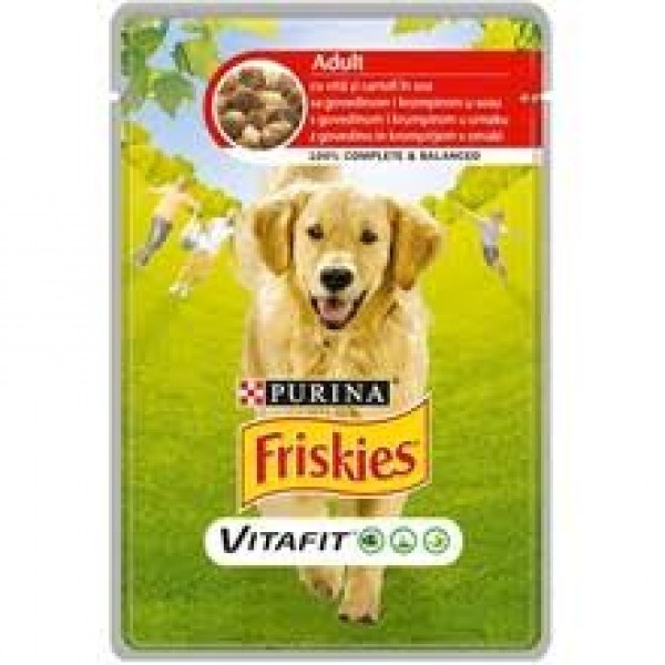 Friskies Vlažna hrana Kesica za pse Adult Govedina i šargarepa u želeu 100g