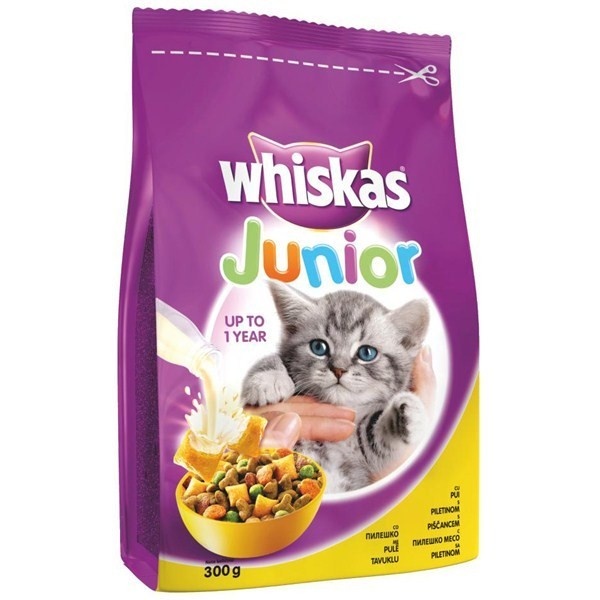 Whiskas Briketi Junior Suva hrana piletina mini kroketi 300g