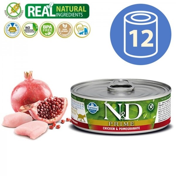 N&D Vlažna hrana Can Cat Prime Chicken&Pomegranate 80g x 12kom pakovanje