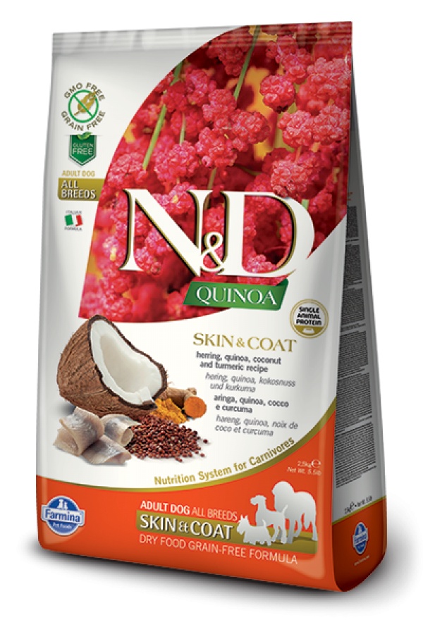 N&D Suva hrana Quinoa Skin&Coat Herring, Coconut-Curcuma 2,5 kg