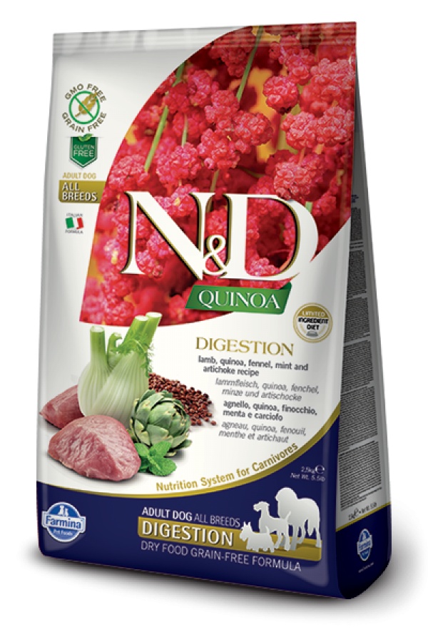 N&D Suva hrana Quinoa Digestion Lamb, Fennel, Mint-Artichoke 2,5 kg