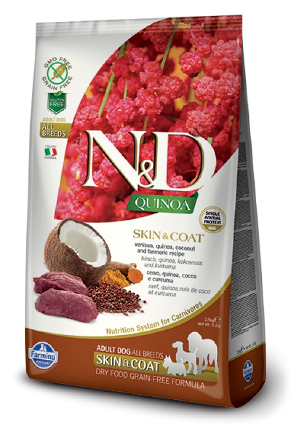 N&D Suva hrana Quinoa Skin&Coat Venison, Coconut-Curcuma 2,5 kg