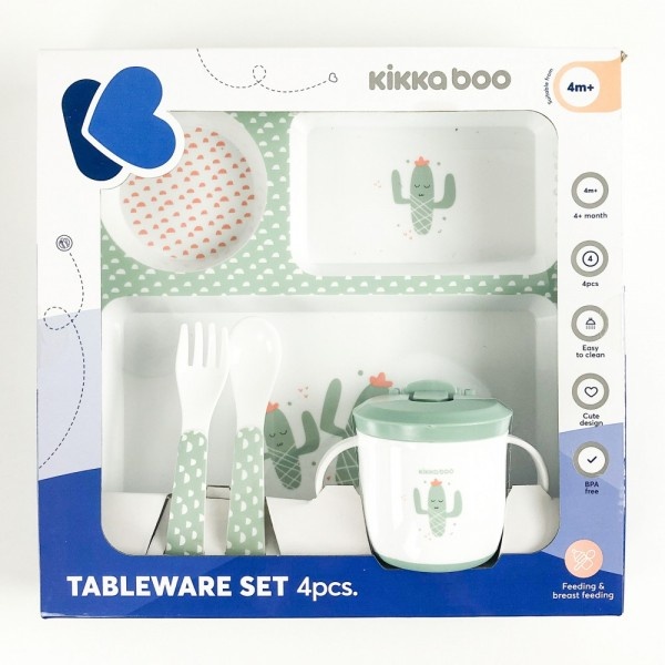 KikkaBoo Set posuđa 4 dela Cactus Mint