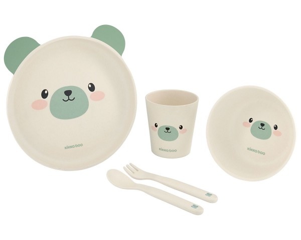 KikkaBoo Set posuđa od bambusa Bear Mint