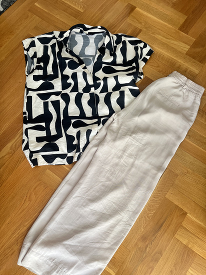 **ZARA**SIROKE VISKOZNE PANTALONE I BLUZA