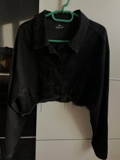 Nova crna kraća teksas jakna