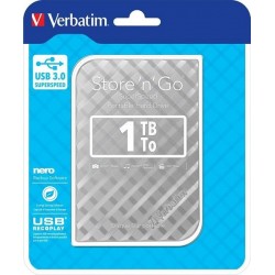 VERBATIM HDD 1TB/2.5''USB 3.0/6.35CM/SILVER/PORTABLE-EXT.
