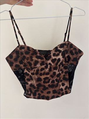 Zara korset top sa leopard printom i čipkom