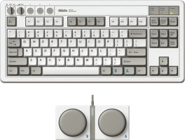 Bežična tastatura 8BitDo Retro 87mehaničkawhite + Dual Super Buttons