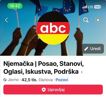 Facebook grupa 40k+ (zapošljavanje u Njemačkoj)