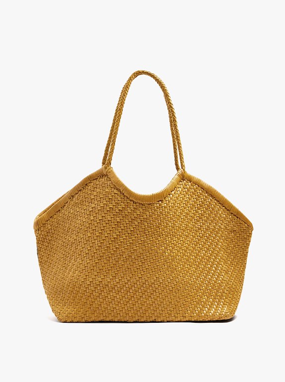WOVEN LEATHER SHOPPER BAG