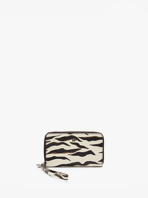 WALLET WITH DOUBLE ZIPPER CLOSURE PRINTED WITH ANIMAL PRINT
