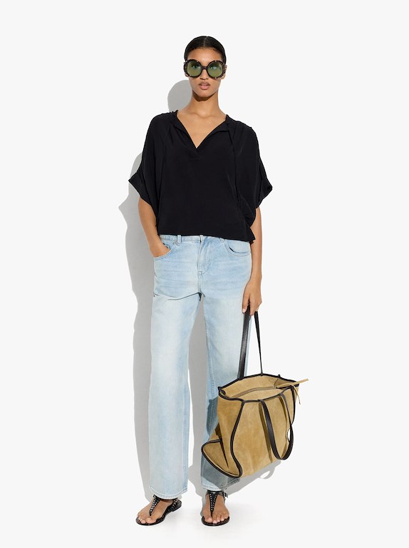 PLAIN BLOUSE WITH RUCHING