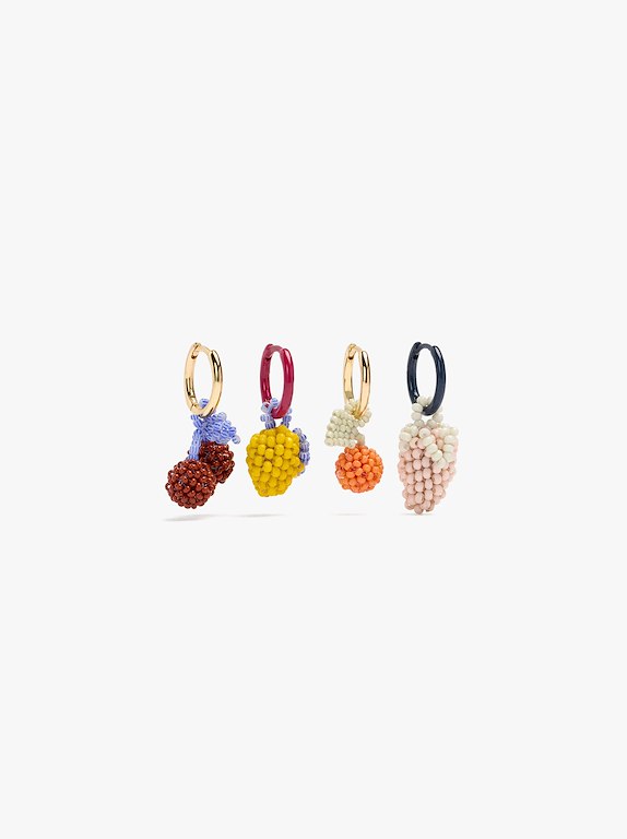 SET OF HOOP EARRINGS WITH FRUIT BEADS