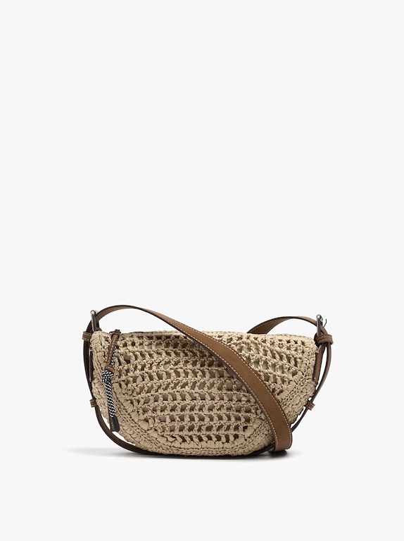 OVAL CROSSBODY BAG WITH PAPER STRAW EFFECT