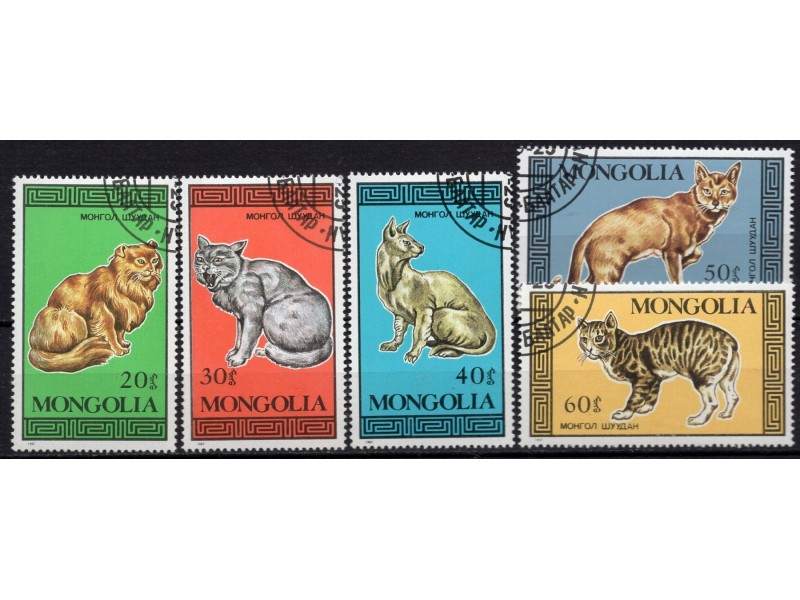 076 - Mongolija - Fauna - Mačke - Žigosane marke