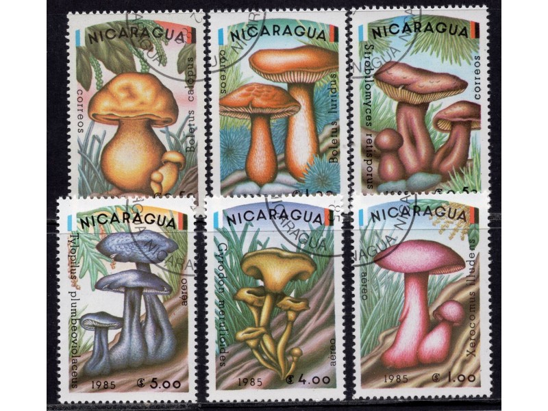 083 - Nikaragva - Flora - Pečurke - Žigosane marke