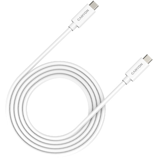 CANYON, U4-CC-5A2M-E, USB4 TYPE-C to TYPE-C cable assembly 20G 2m 5A 240W(ERP) with E-MARK, CE, ROHS, white ( CNS-USBC42W )