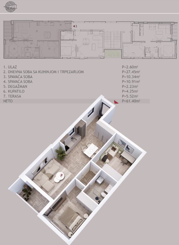 Dvoiposoban stan na prodaju, 61.40m2, 122.800€