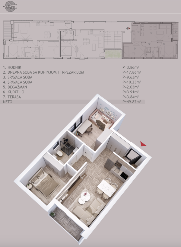 Iznad Starog groblja, Jednoiposoban stan na prodaju, 49.82m2, 99.640€