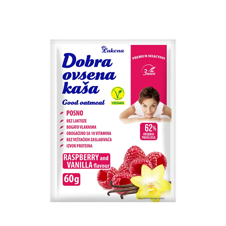 DOBRA OVSENA KASA SA MALINOM I VANILOM 60G