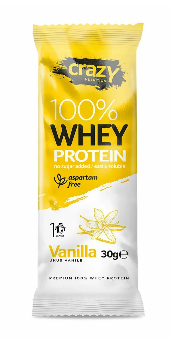 WHEY PROTEIN VANILA 30G-CRAZY NUTRITION