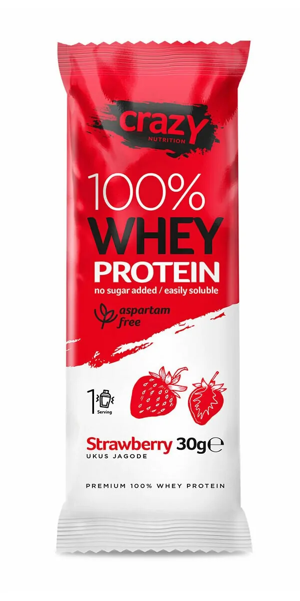 WHEY PROTEIN JAGODA 30G-CRAZY NUTRITION