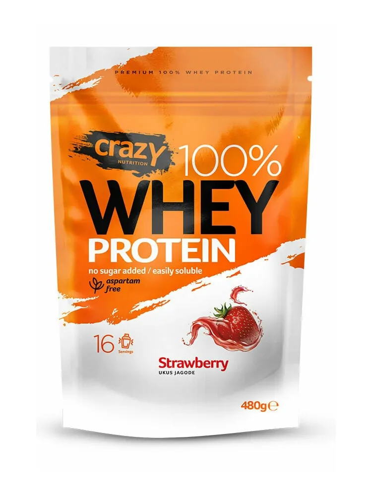 WHEY PROTEIN JAGODA 480G-CRAZY NUTRITION
