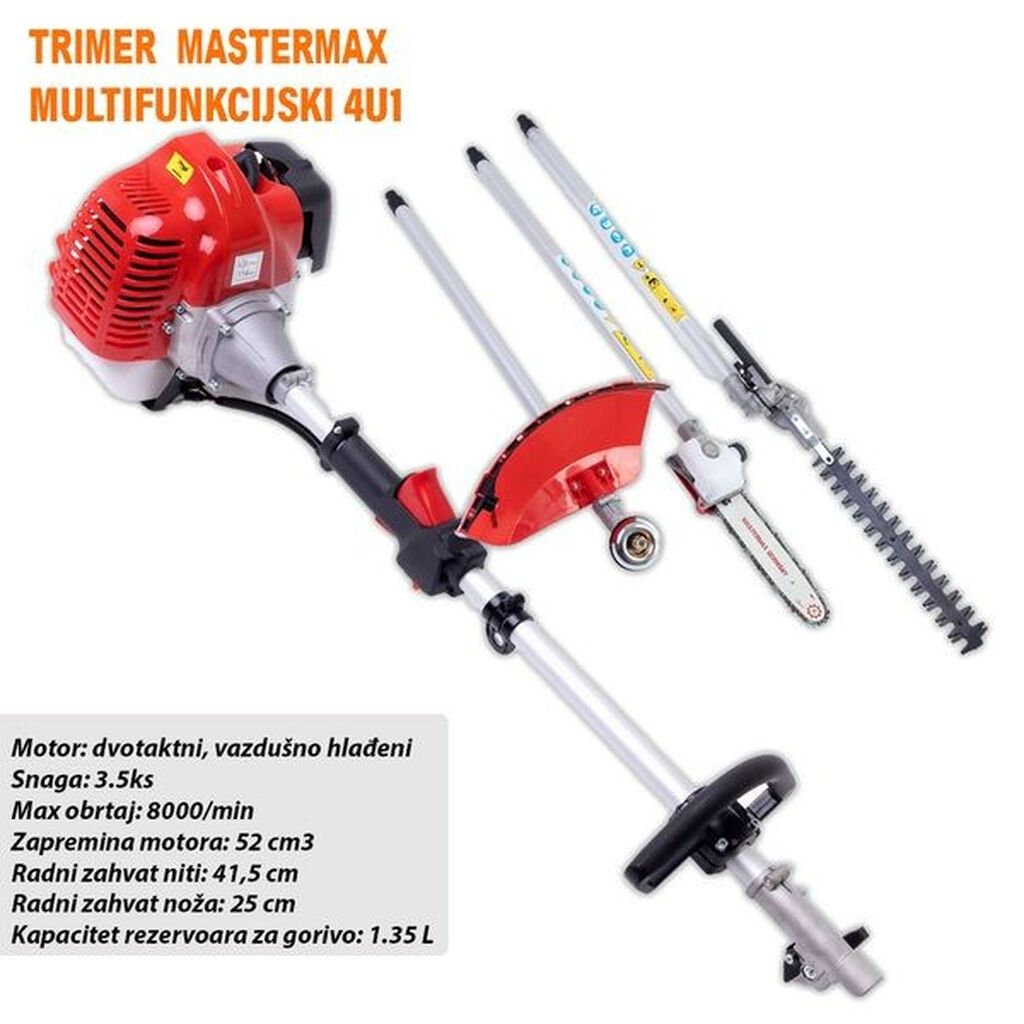 Trimer MASTERMAX multifunkcijski 4 u 1 - Motor: dvotaktni, vazdušno