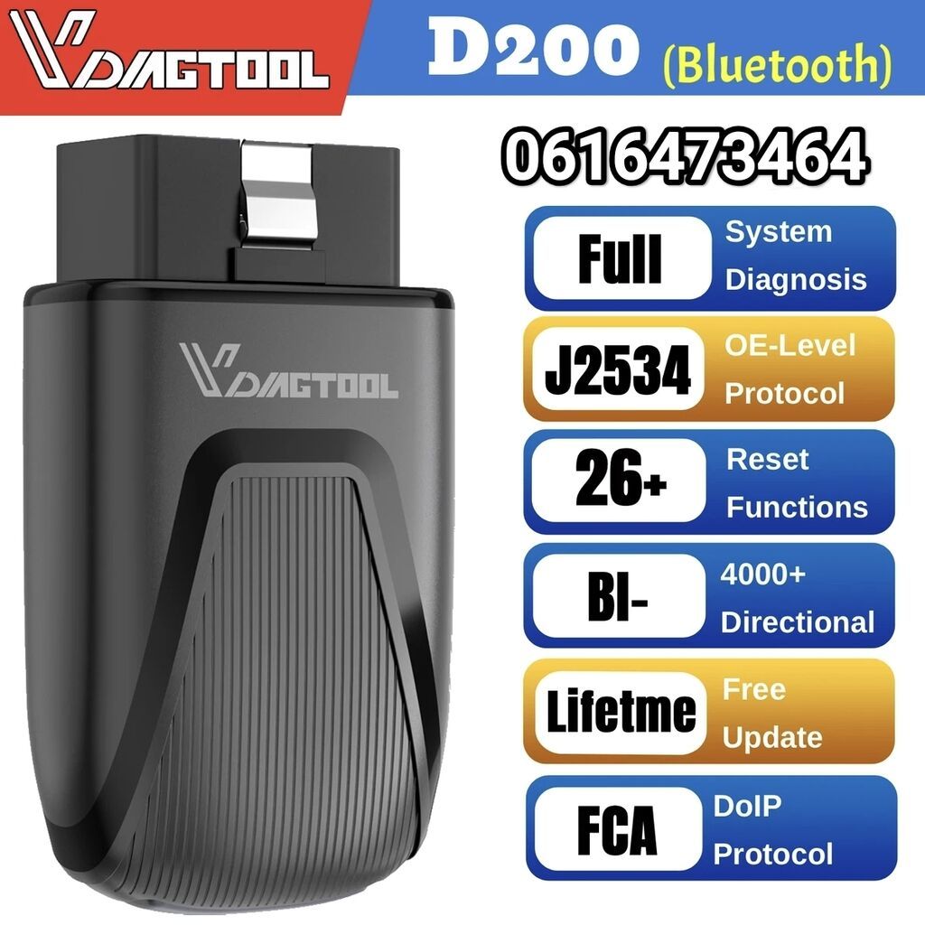 Novo - VdiagTool D200 Bluetooth 26 Reset funkcija Bi-Directional