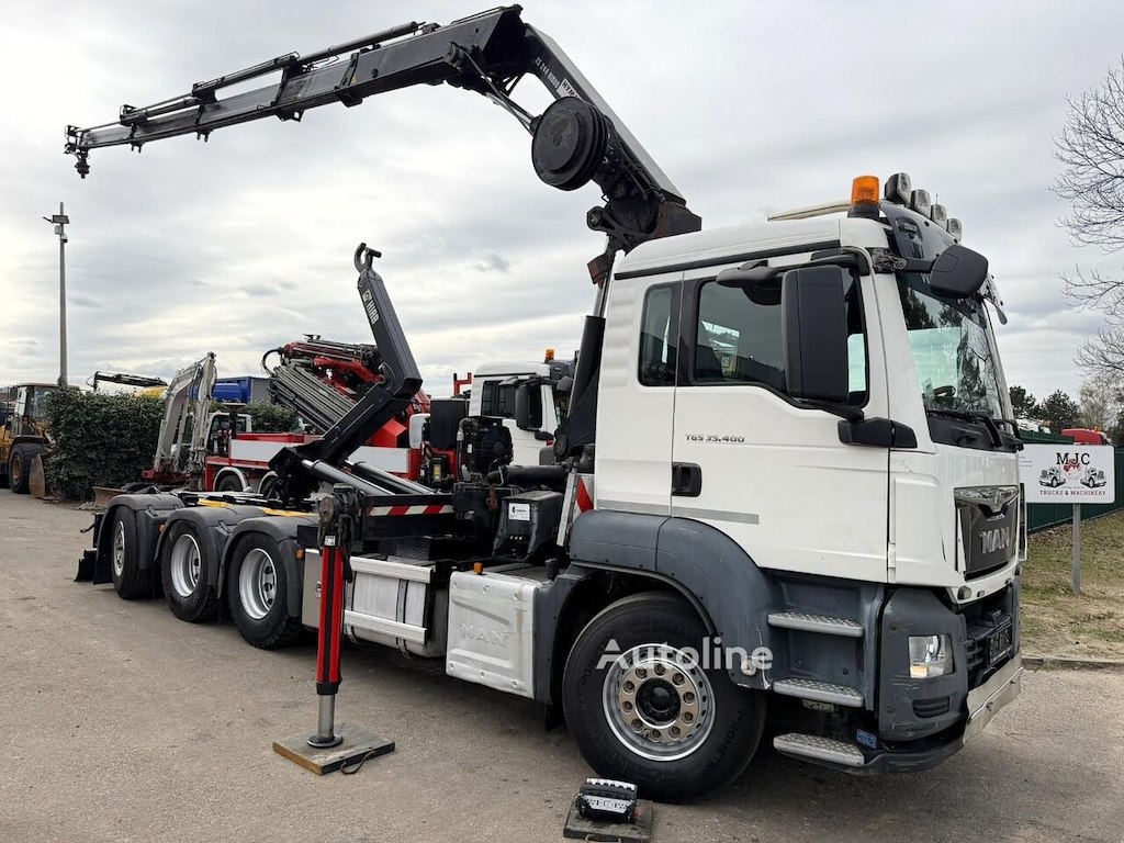 MAN TGS 35.400 8x4 HOOKLIFT + CRANE HIAB 244 EP-4 HIDUO + ROTATOR + kamion rol kiper
