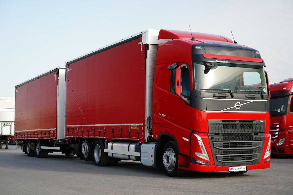 Volvo FH 460 / ZESTAW TANDEM / 120 M3 / PRZEJAZDOWY / I-SAVE / I-PARK kamion sa klizna zavesa cerada + prikolica sa kliznom ceradom