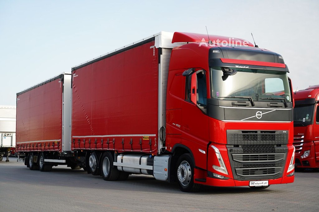 Volvo FH 460 / ZESTAW TANDEM / 120 M3 / PRZEJAZDOWY / I-SAVE / I-PARK kamion sa klizna zavesa cerada + prikolica sa kliznom ceradom