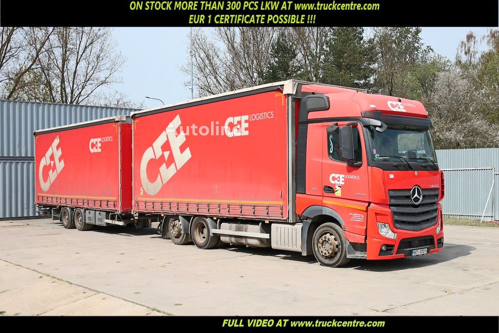 Mercedes-Benz ACTROS 2545, LIFT AXLE +TRAILER PANAV, ROOF LIFT kamion sa klizna zavesa cerada + prikolica sa kliznom ceradom
