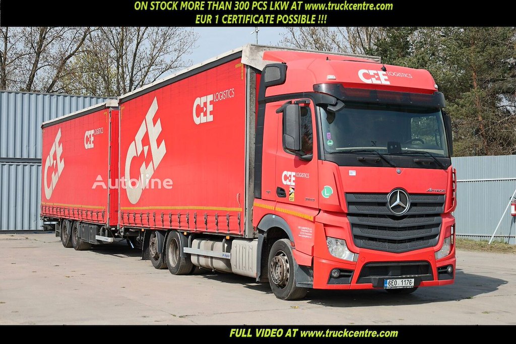 Mercedes-Benz ACTROS 2545, LIFT AXLE +TRAILER PANAV, ROOF LIFT kamion sa klizna zavesa cerada + prikolica sa kliznom ceradom