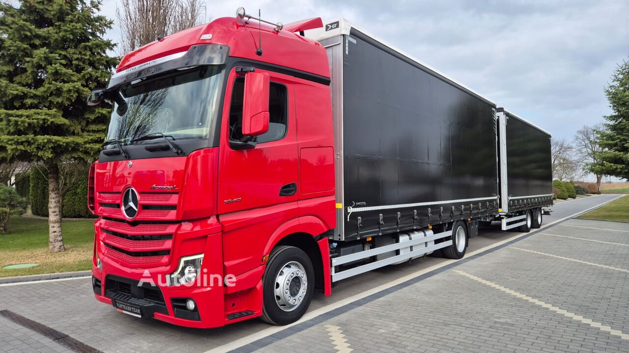 Mercedes-Benz ACTROS 1840 /// 2022 /// TANDEM PRZEJAZDOWY /// JAK NOWY kamion sa klizna zavesa cerada + prikolica sa kliznom ceradom