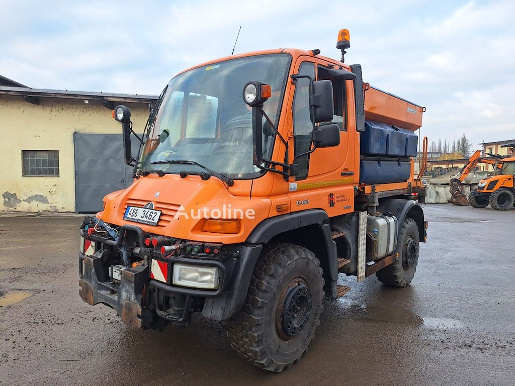 Prodaje se Mercedes-Benz UNIMOG U400 4X4+ STRATOS B30 24 VALN + SHMIDT KL V32 rasipač peska na aukciji