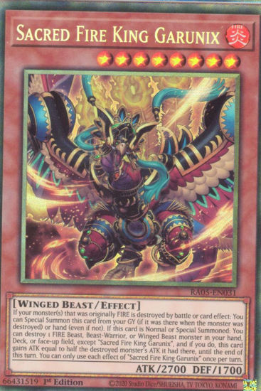 Sacred Fire King Garunix - RA05-EN031-CR - (V.5 - Collector's Rare) 1st Edition